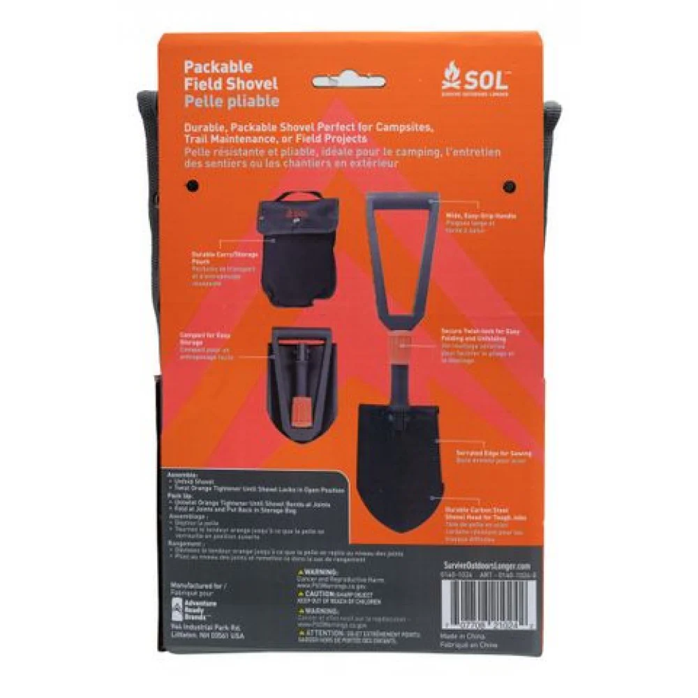 SOL Packable Field Shovel – Folding Carbon Steel Shovel with Pouch ...