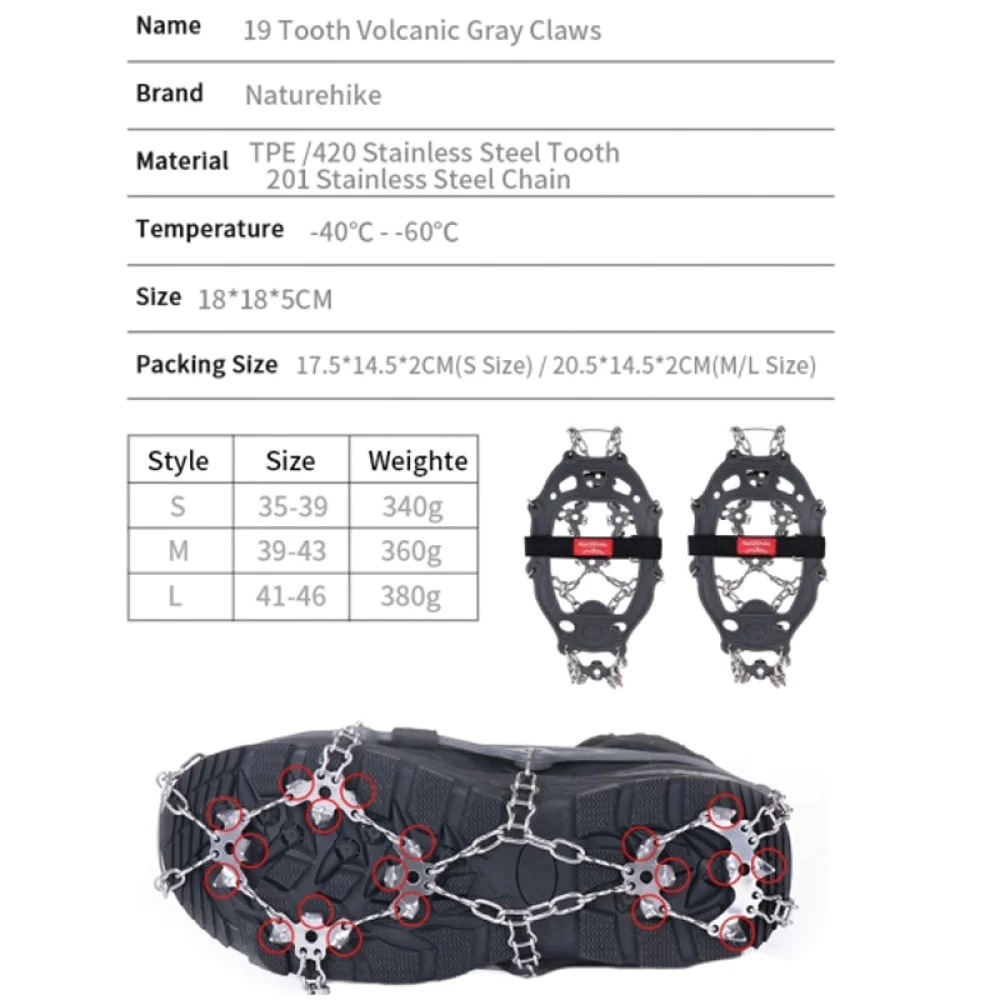 19 Teeth Anti-slip Crampons for hiking boots. | Backwoods Outdoor Gear