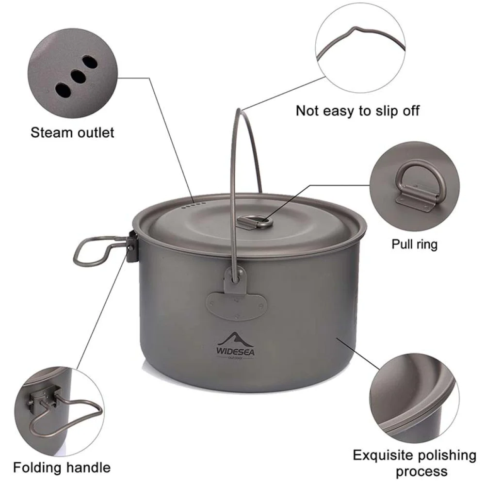WideSea Titanium Hanging pot with Bail Handle - 2900ml | Backwoods ...