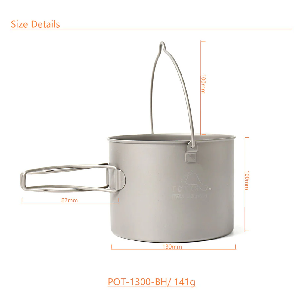 Toaks Titanium 1300ml Pot with Bail Handle | Backwoods Outdoor Gear