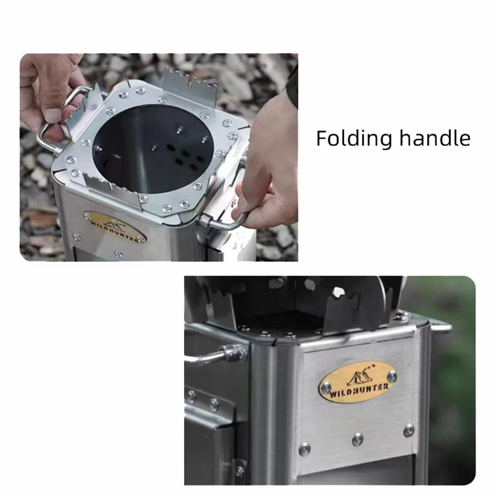 Stainless Steel Foldable Rocket Stove | Foldable Camping Wood Stove ...