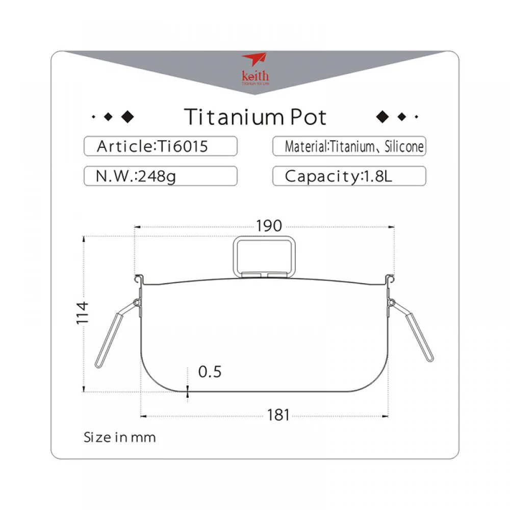 Keith Titanium Stock pot - 1.8L | Backwoods Outdoor Gear