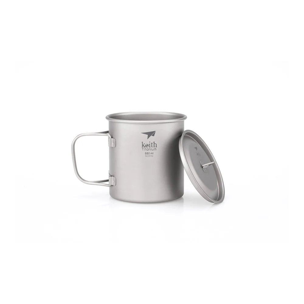 Keith Titanium Mug with Folding Handles & Lid - 550ml | Backwoods ...