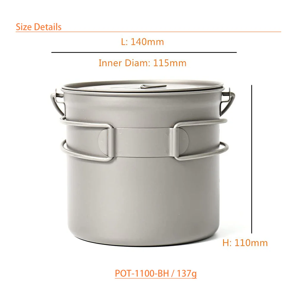 Toaks Titanium 1100ml Pot With Bail Handle | Backwoods Outdoor Gear