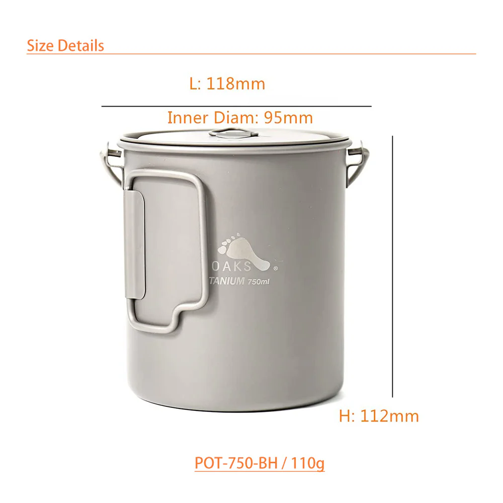 TOAKS Titanium 750ml Pot with Bail Handle and Wood Stove Combo Set ...