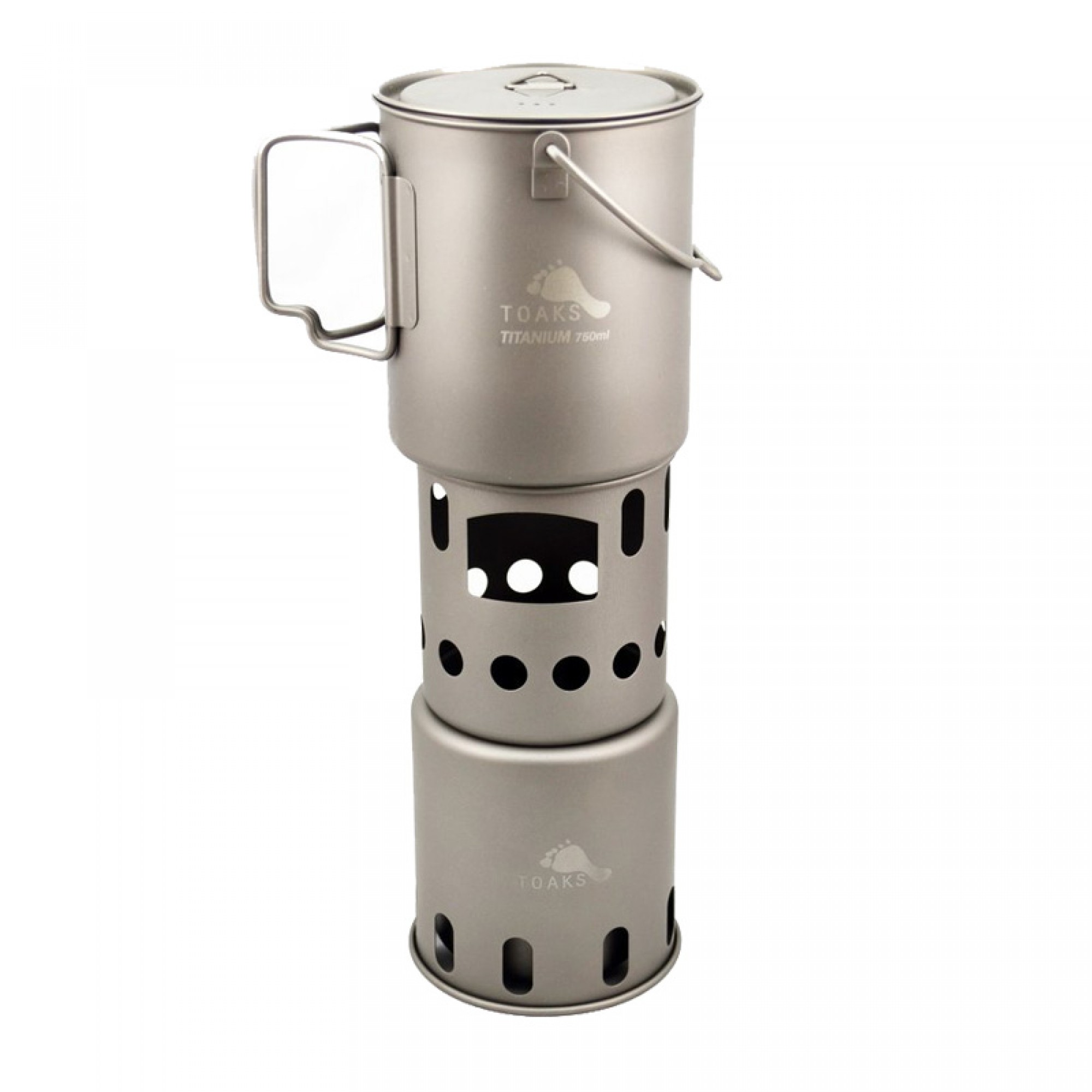 TOAKS Titanium 750ml Pot with Bail Handle and Wood Stove Combo Set ...