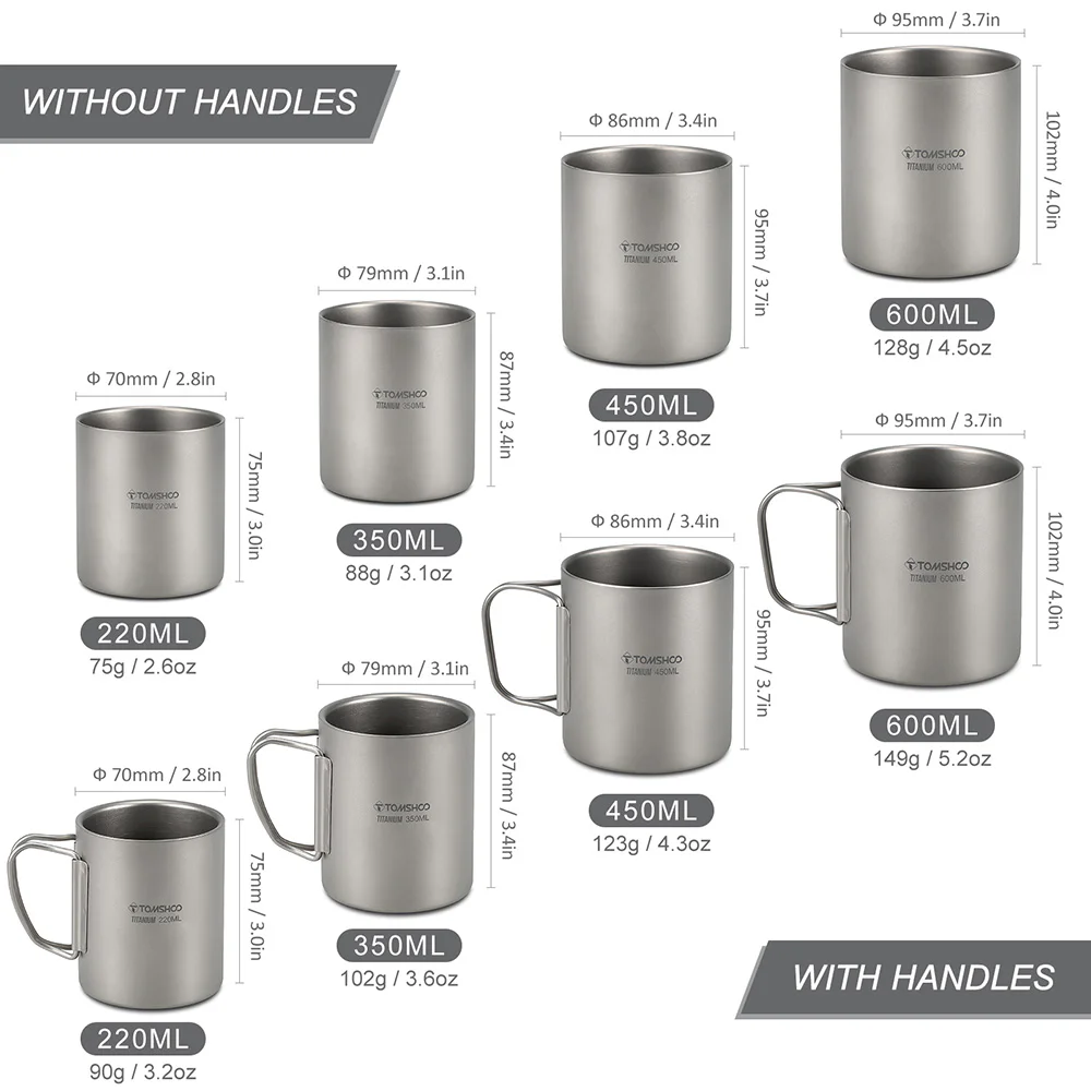 TOMSHOO Double Wall Titanium Mug | Backwoods Outdoor Gear
