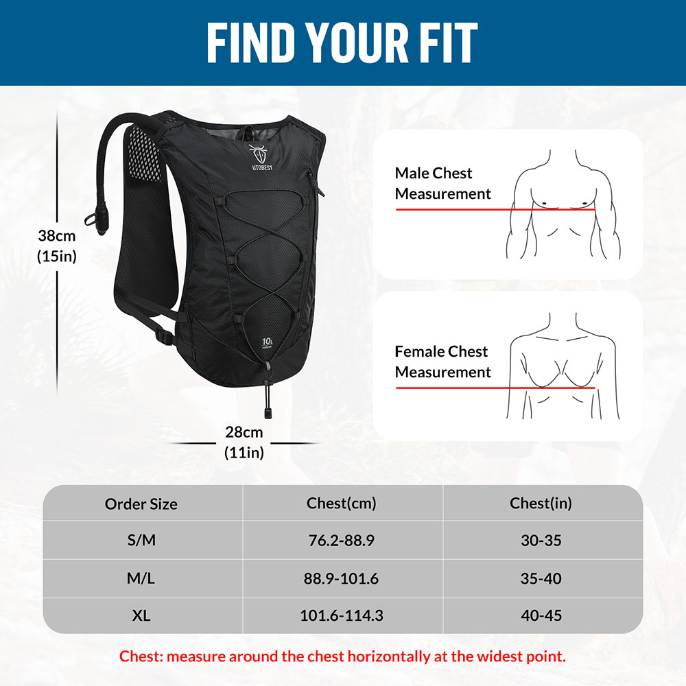 Utobest Fervent Hydration Pack 10L - Lightweight Hydration Vest with 2L ...